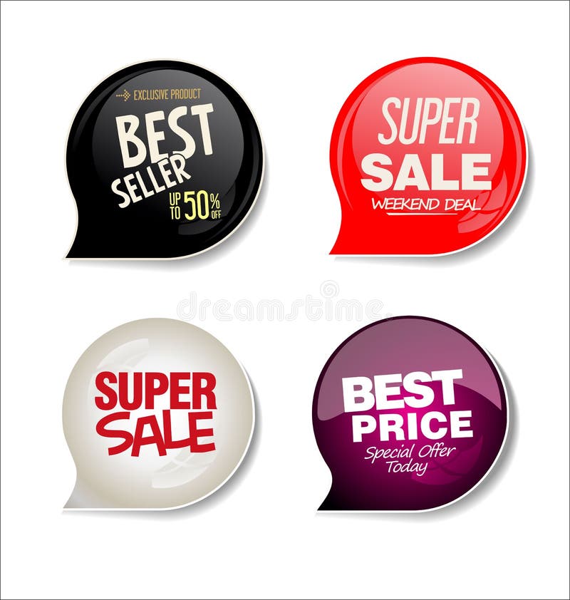 Modern Colorful Sale Stickers Collection Stock Vector - Illustration of ...