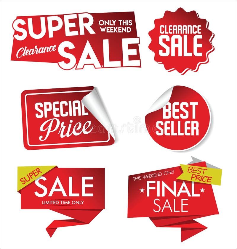 Modern Colorful Sale Stickers Collection Stock Vector - Illustration of ...
