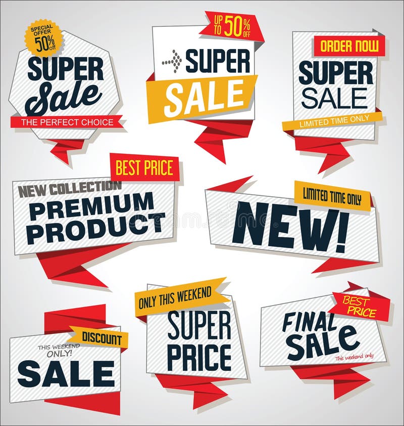 Modern Colorful Sale Stickers Collection Stock Vector - Illustration of ...