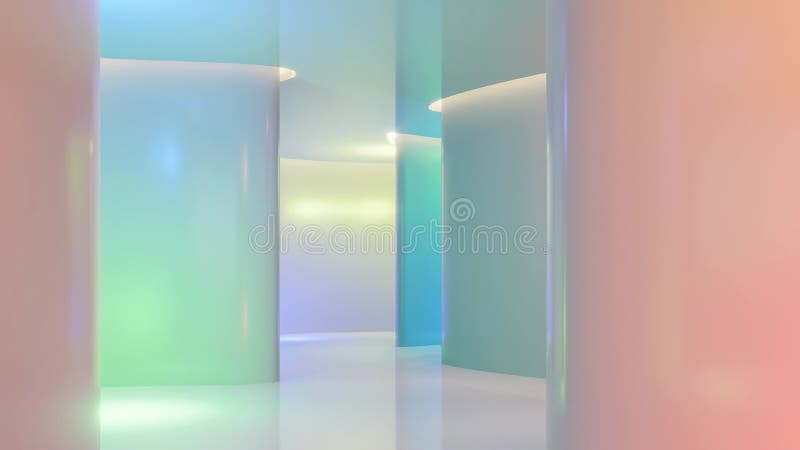 Modern Colorful Space Interior with Curve Wall 3d Render Stock Footage ...