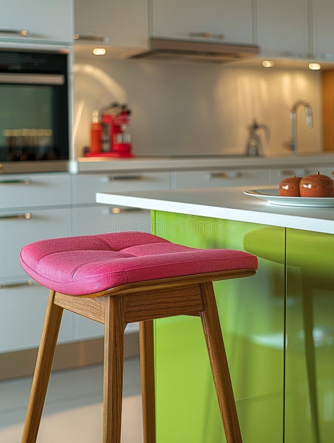 Modern Colorful Stool Contemporary Kitchen Setting Stock Photos - Free ...