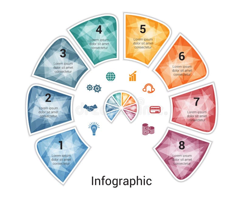 Modern Colorful Template Infographics 8 Positions for Text Area Stock ...