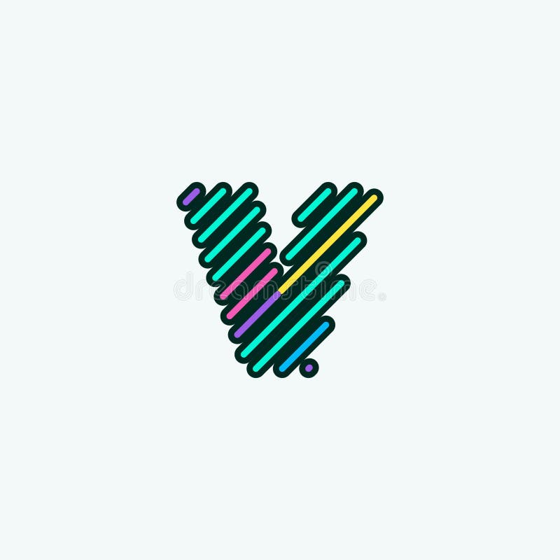Modern Colorful V Letter Element Logo Design Template. Cute Comic ...