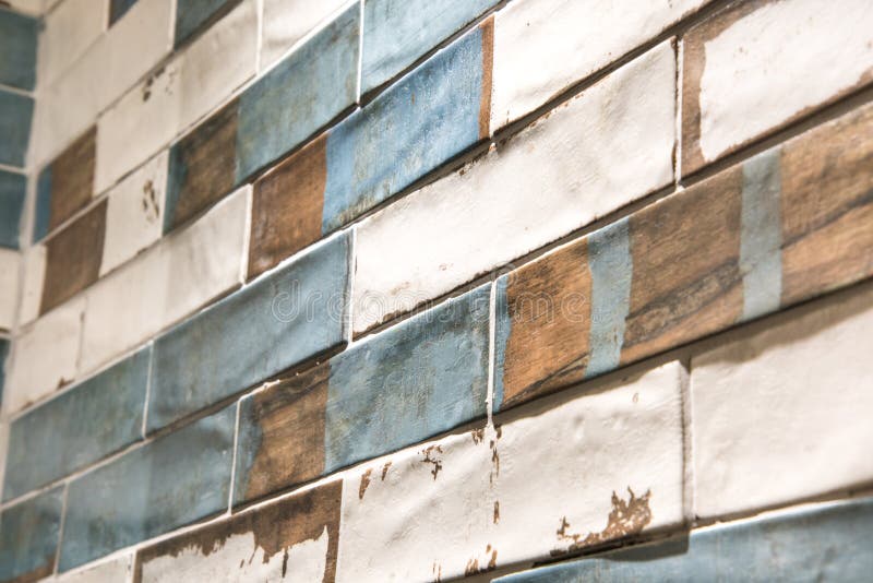 Modern Colourful Brick Style Tiles. Ceramic Brick Tile Wall Stock ...
