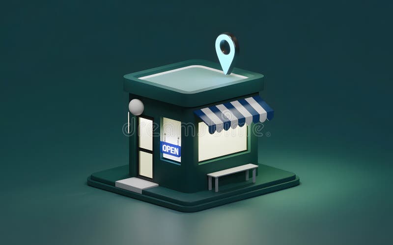 Modern Colourful Mini Market Store Design 3d Illustration. Stock ...