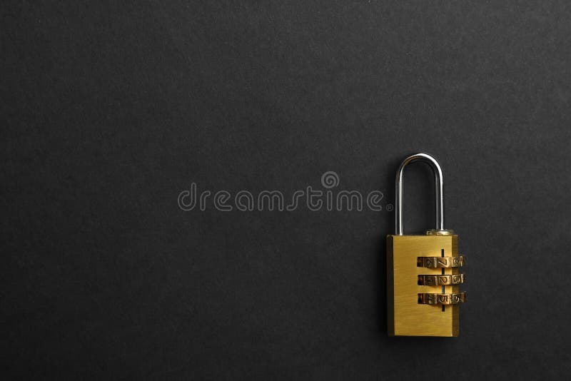 Modern Combination Lock on Black Background, Top View. Space for Text ...