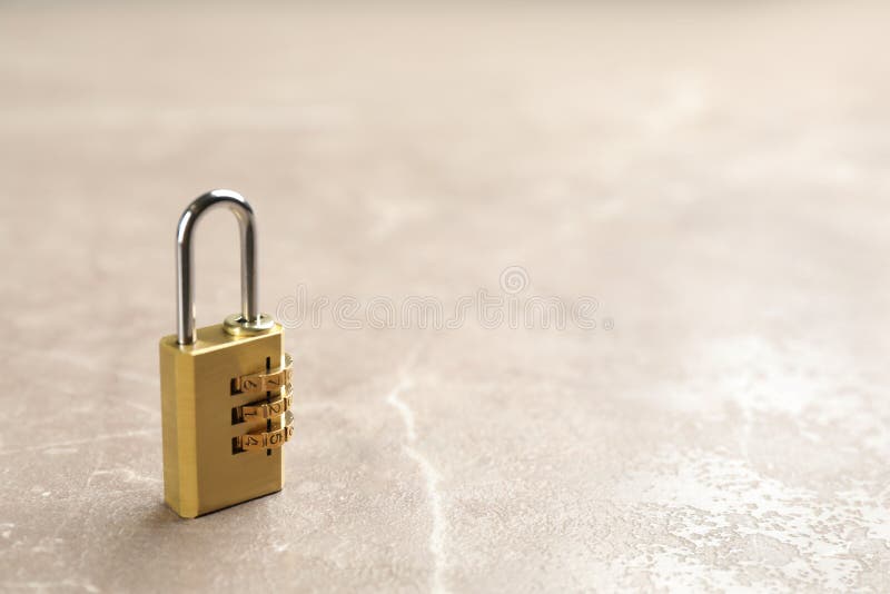 Modern Combination Lock on Grey Marble Table. Space for Text Stock ...