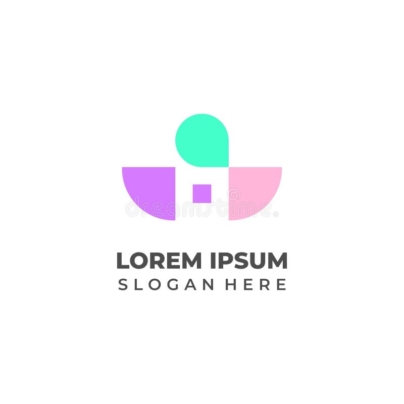 Modern Combination of Square and Semi-Circle Logo Stock Illustration ...