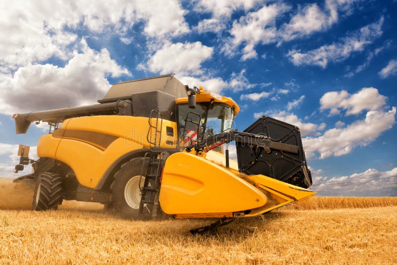 Modern Combine Harvester in Action. Stock Photo - Image of combine ...