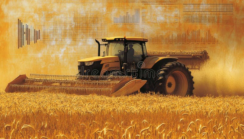 Modern Combine Harvester in Wheat Field, Agricultural Innovation ...