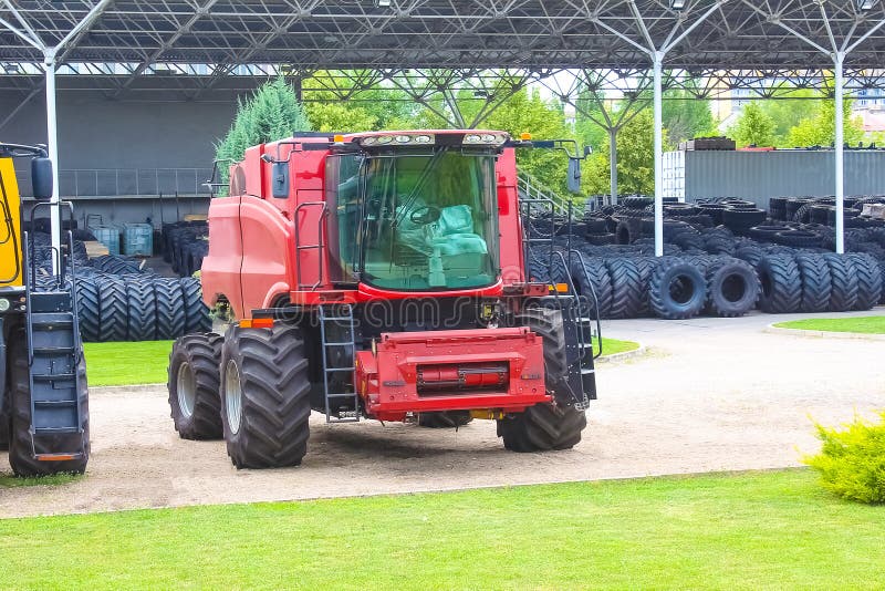 Modern Combines at Road at Kyiv Stock Photo - Image of case, harvester ...