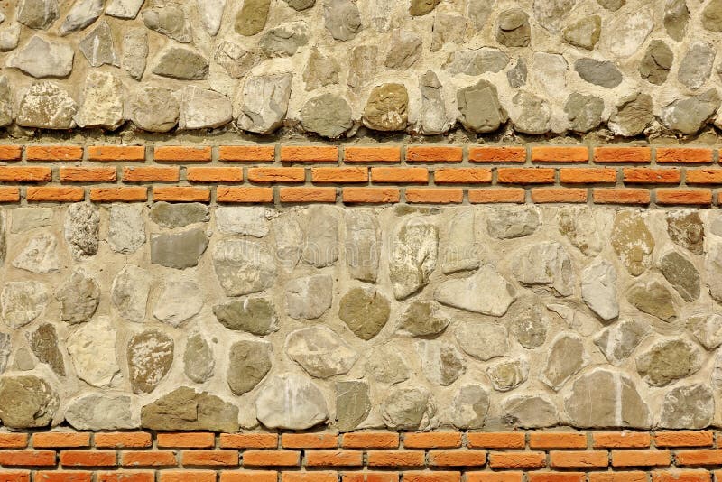 Modern Combo Masonry with Natural Stones and Bricks Texture Stock Photo ...