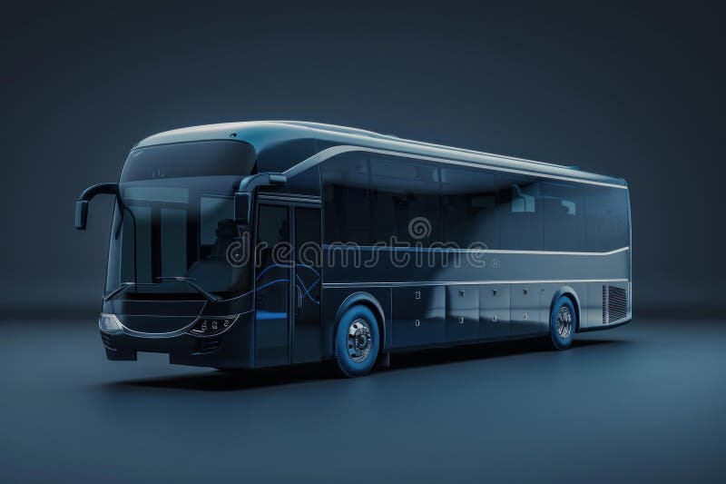 Modern Electric Coach Bus Standing in a Studio Stock Illustration ...