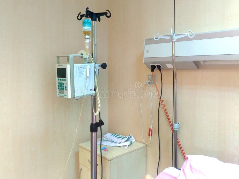 Infusion Pump in the Hospital . Automatic Infusion Pump . Saline ...