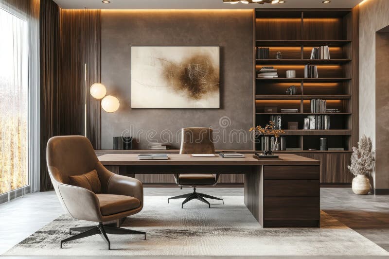 Modern and Comfortable Home Office with Sleek and Minimalist Aesthetic ...