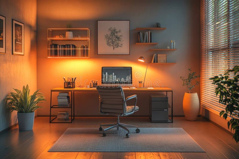 Modern and Comfortable Home Office with Sleek and Minimalist Aesthetic ...