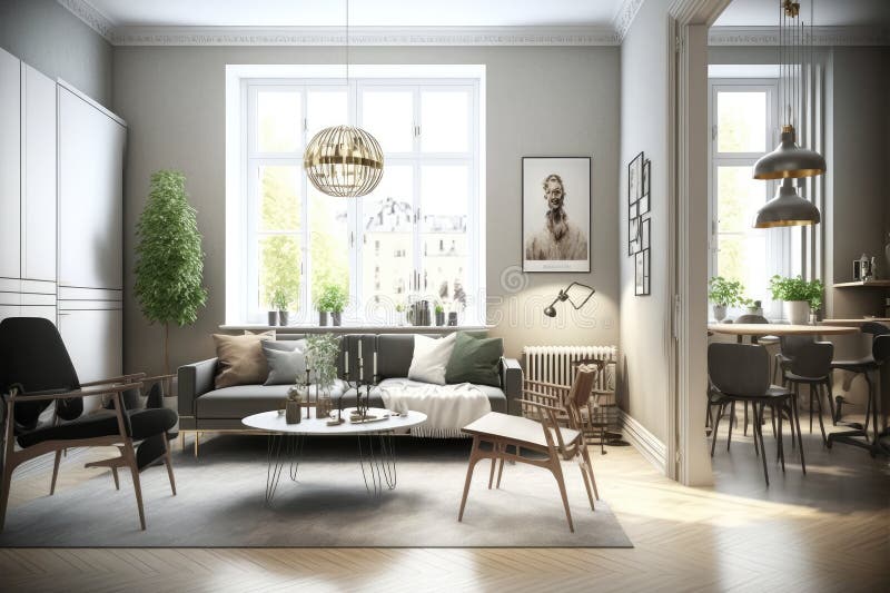 Modern Comfortable Living Room Interior Design Stock Illustration ...