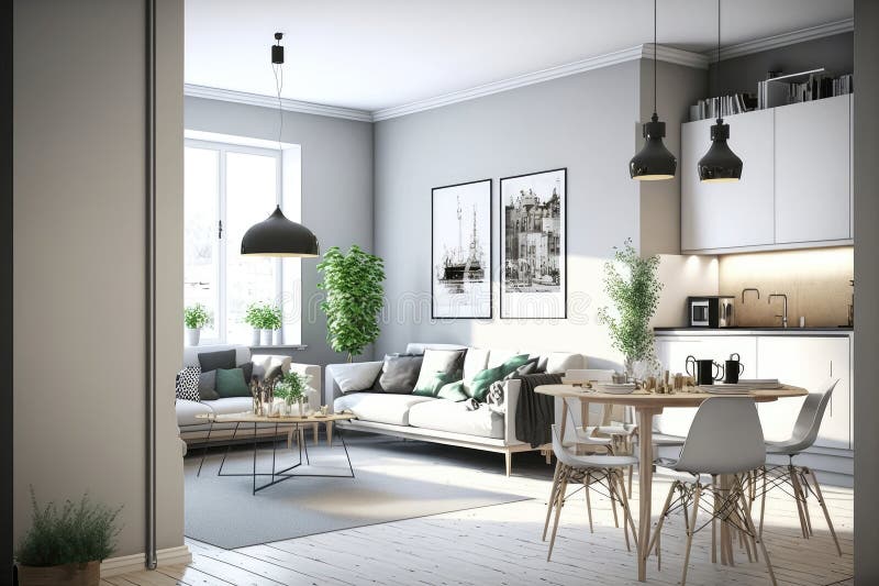 Modern Comfortable Living Room Interior Design Stock Illustration ...