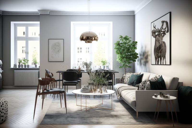 Modern Comfortable Living Room Interior Design Stock Illustration ...