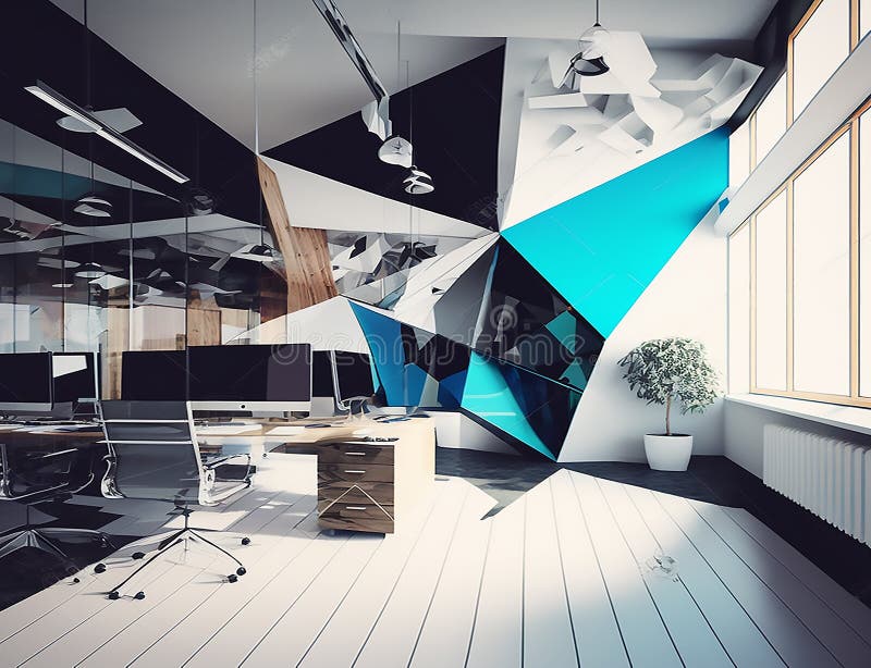 Modern and Comfortable Office Interior Design Stock Illustration ...