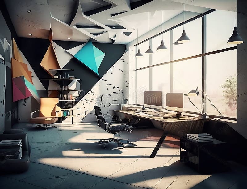 Modern and Comfortable Office Interior Design Stock Illustration ...