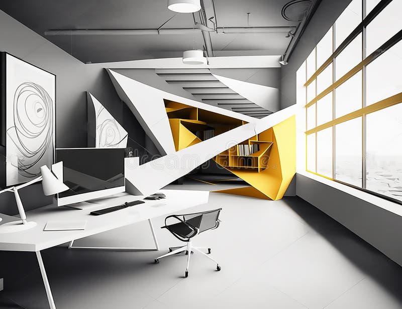 Modern and Comfortable Office Interior Design Stock Illustration ...