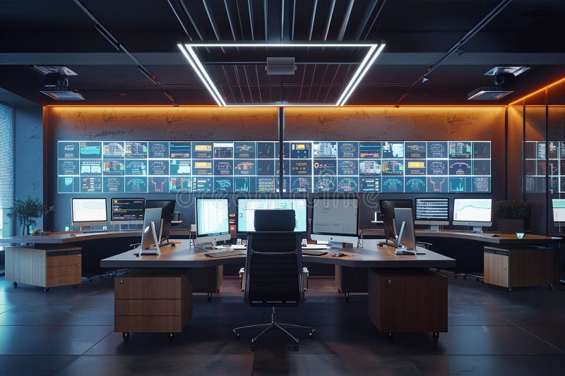 Modern Command Center Interior Design Stock Photo - Image of analysis ...
