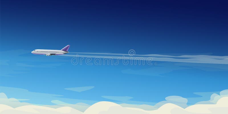 Modern Commercial Airplane Side View Above Clouds Stock Vector ...