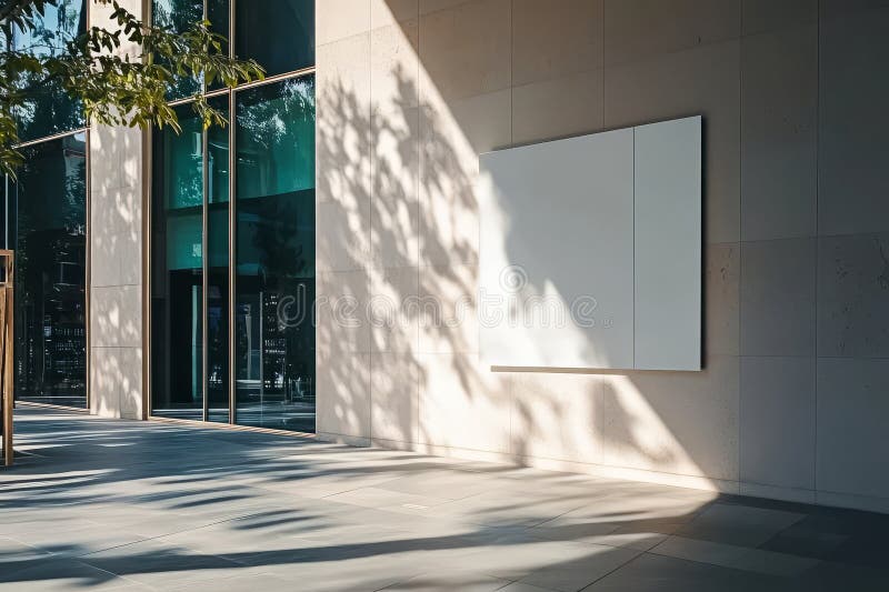 Modern Commercial Building with Blank White Wall, Sunlight Casting ...