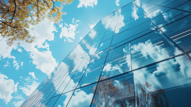 Energy Efficient Commercial Building with Reflective Glass Facade and ...