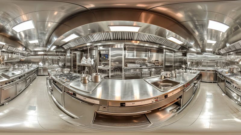Modern Commercial Kitchen Equipped with Stainless Steel Appliances and ...
