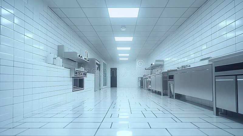Modern Commercial Kitchen Hallway, Bright, Clean, Professional, for ...