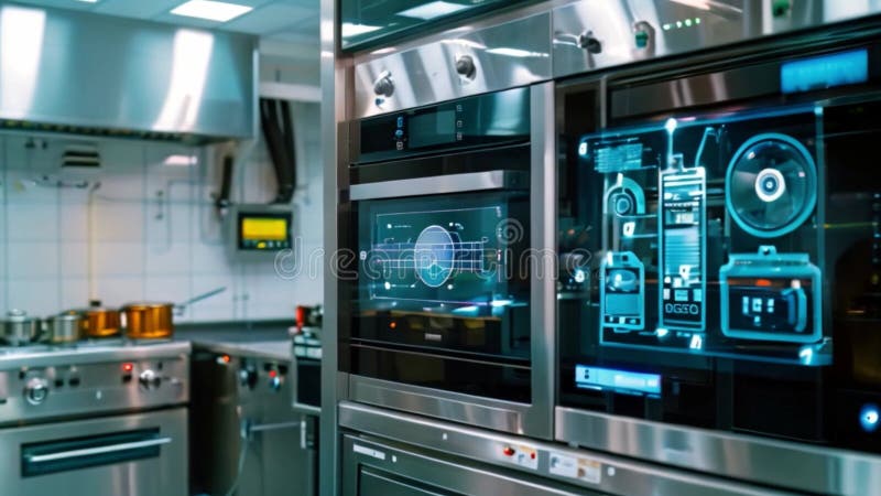 Modern Commercial Kitchen Oven with Digital Interface Stock Footage ...