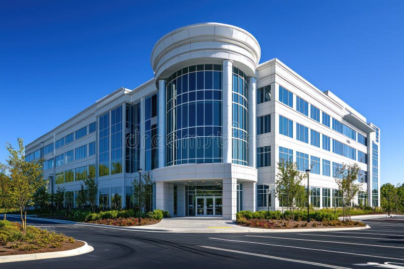 Modern Commercial Office Building with Large Glass Windows and ...