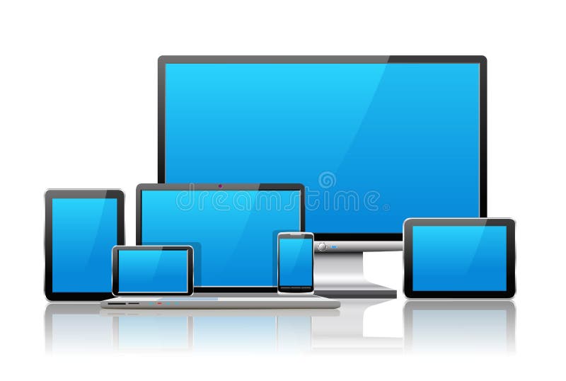 Computer, Laptop, Mobile Phone and Digital Tablet Pc Stock Illustration ...