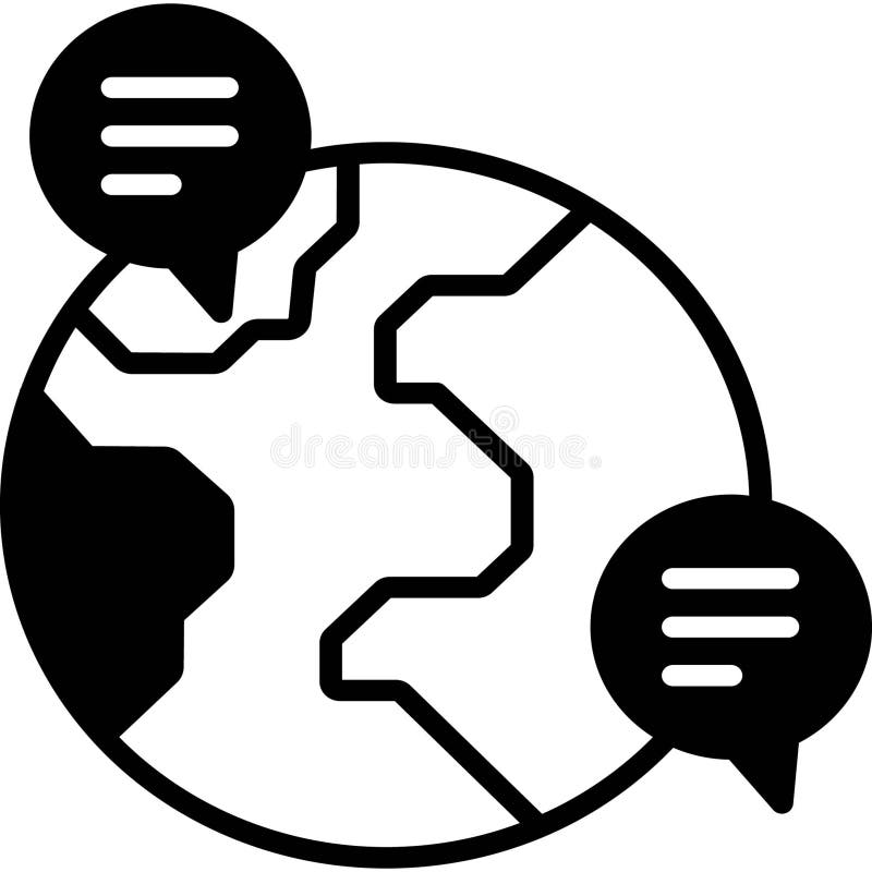 Global Chat Vector Icon in Glyph Style Stock Illustration ...