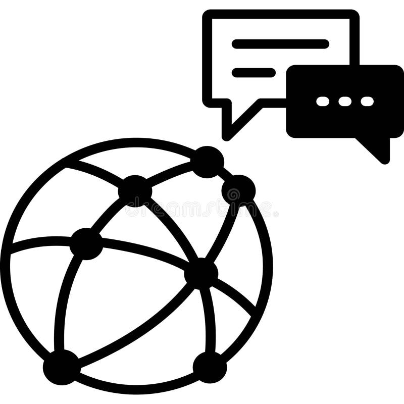 Global Chat Vector Icon in Glyph Style Stock Vector - Illustration of ...