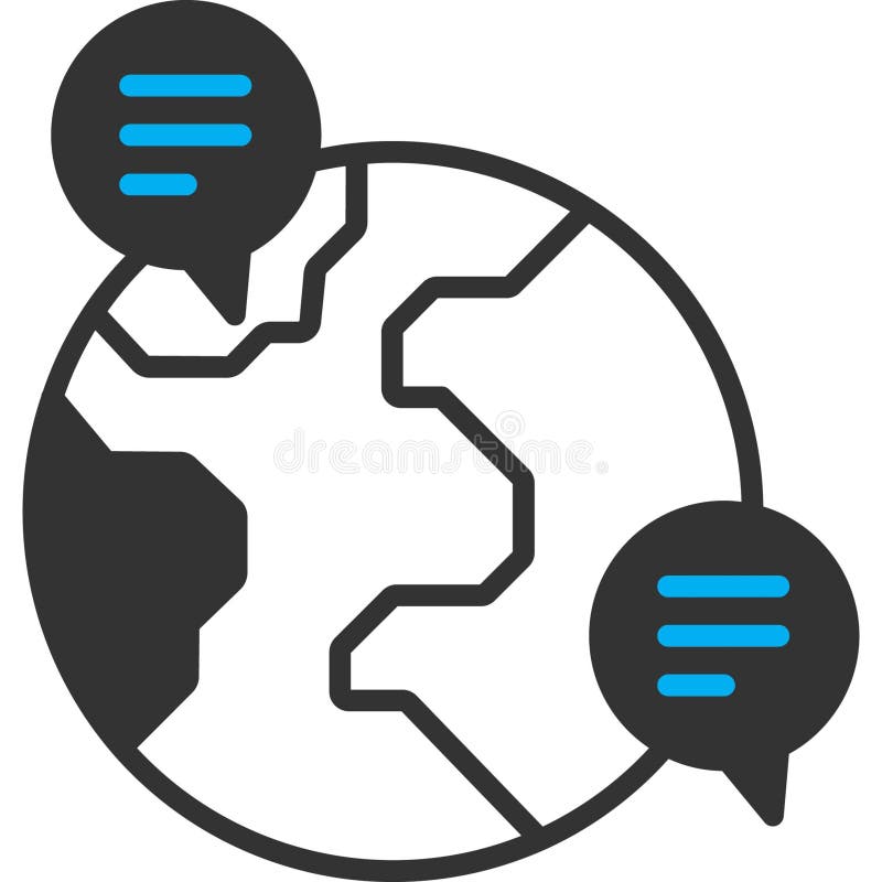 Global Chat Vector Icon in Glyph Style Stock Illustration ...