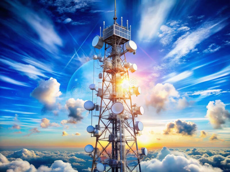 Modern Communication Infrastructure a Stunning Double Exposure of a ...