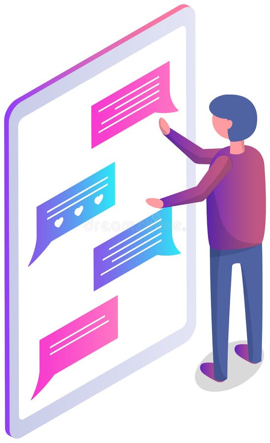 Modern Communication. Man Chatting Messaging Using Chat App or Social ...