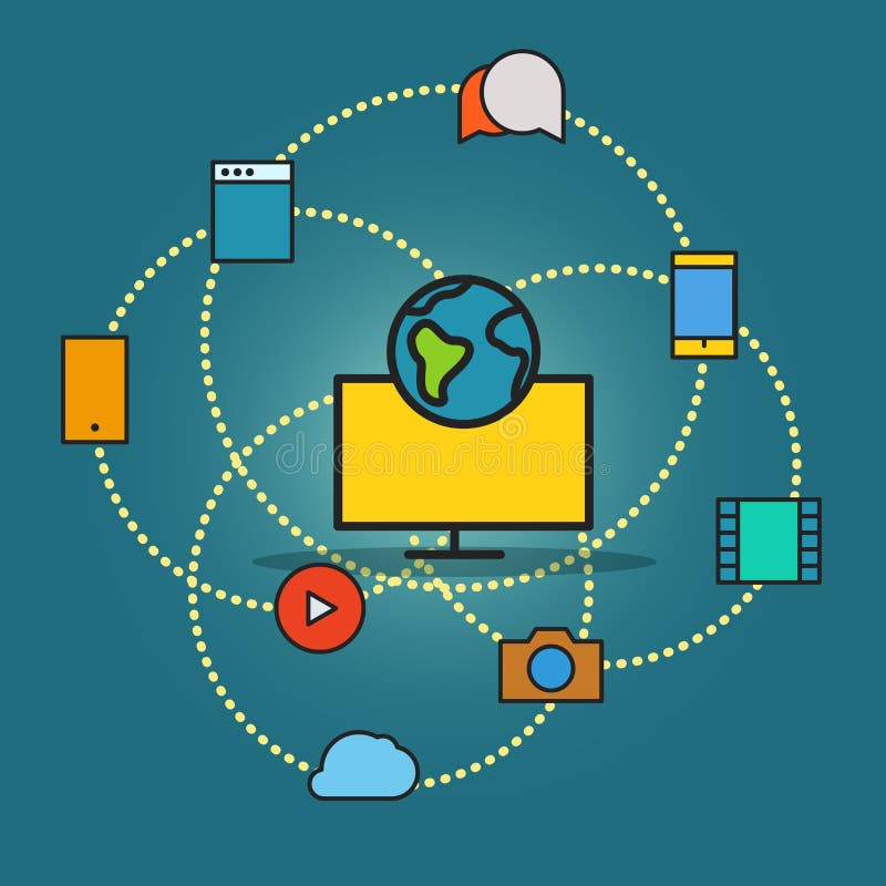 Modern Communication Scheme. Flat Design Stock Vector - Illustration of ...