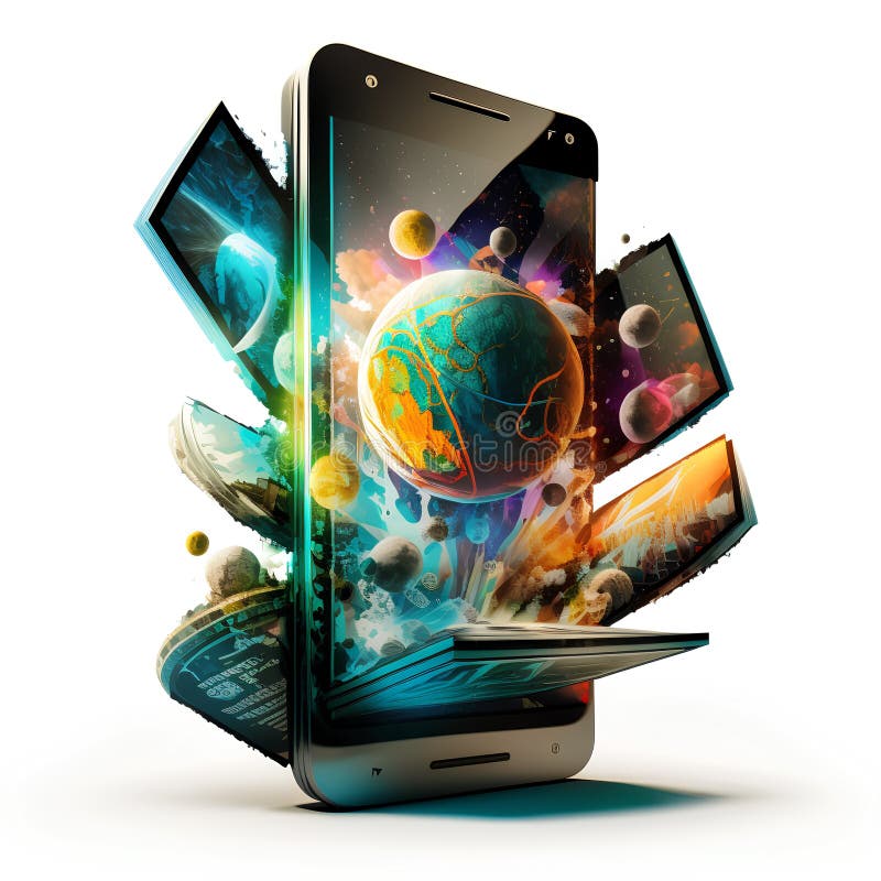 Modern Communication Technology Concept: Smartphone with a Planet Earth ...