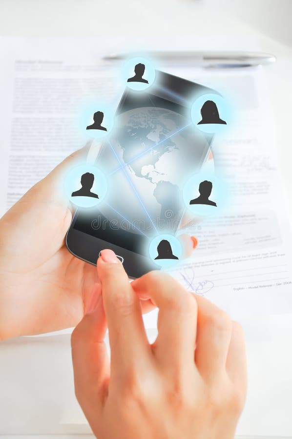 Modern Communication Technology with Human Finger Touching a Screen ...