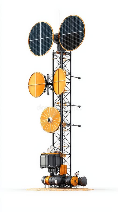 A Modern Communication Tower with Satellite Dishes Showcasing Advanced ...