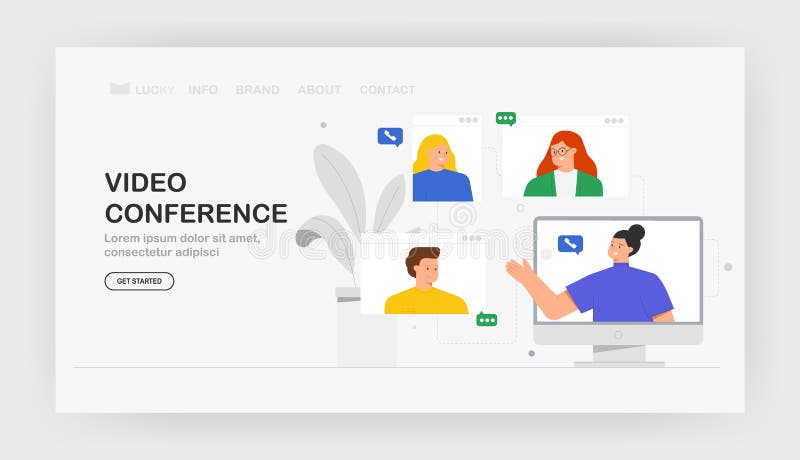 Modern Communication Vector Trendy Illustration Video Call Concept ...