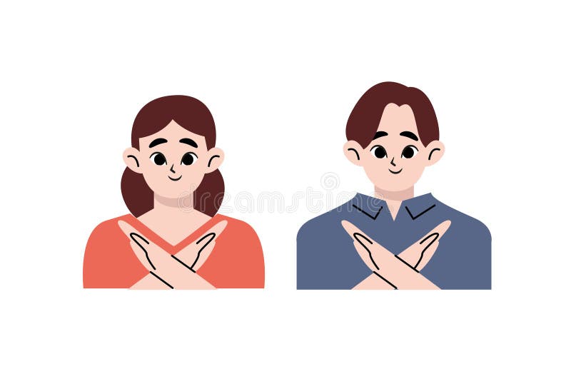 Man and Woman Refuse or Reject Hand Gesturing Stock Vector ...