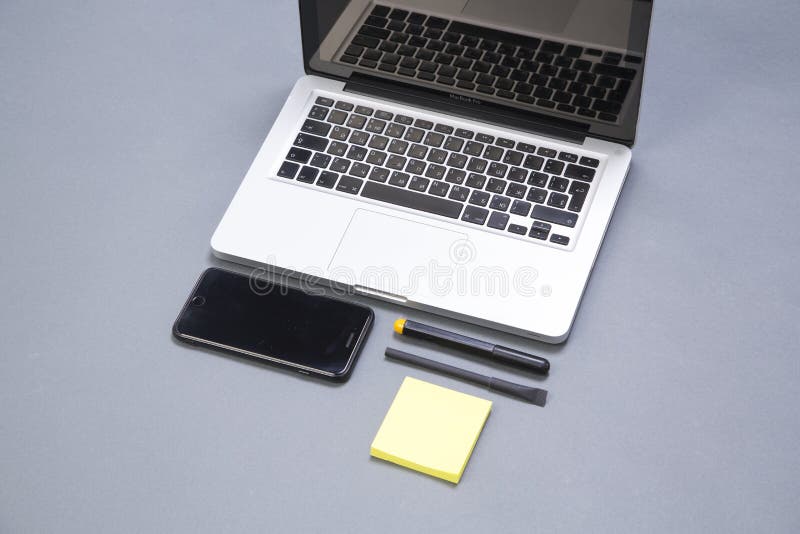Modern Communicator on Work Desk Top View Angle Stock Image - Image of ...
