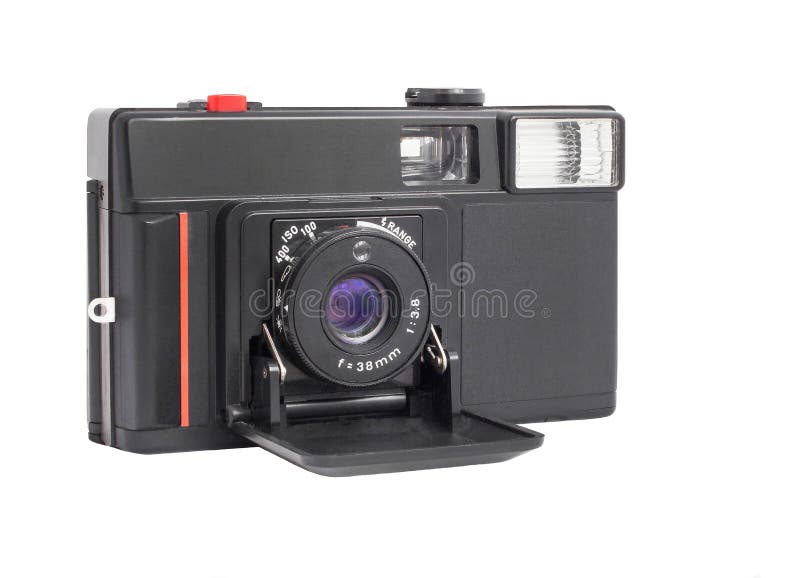 Modern Compact Analog Camera on Film 35mm Format Isolated on a White ...