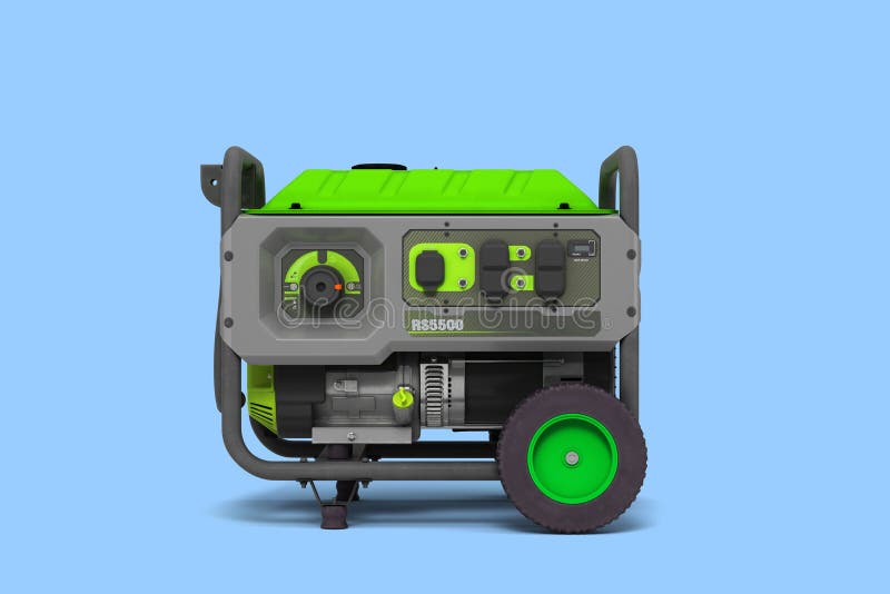 Modern Compact Electrical Generator Right Side View 3d Render on Blue ...