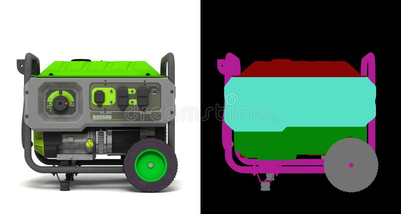 Modern Compact Electrical Generator Front View 3d Render on White with ...